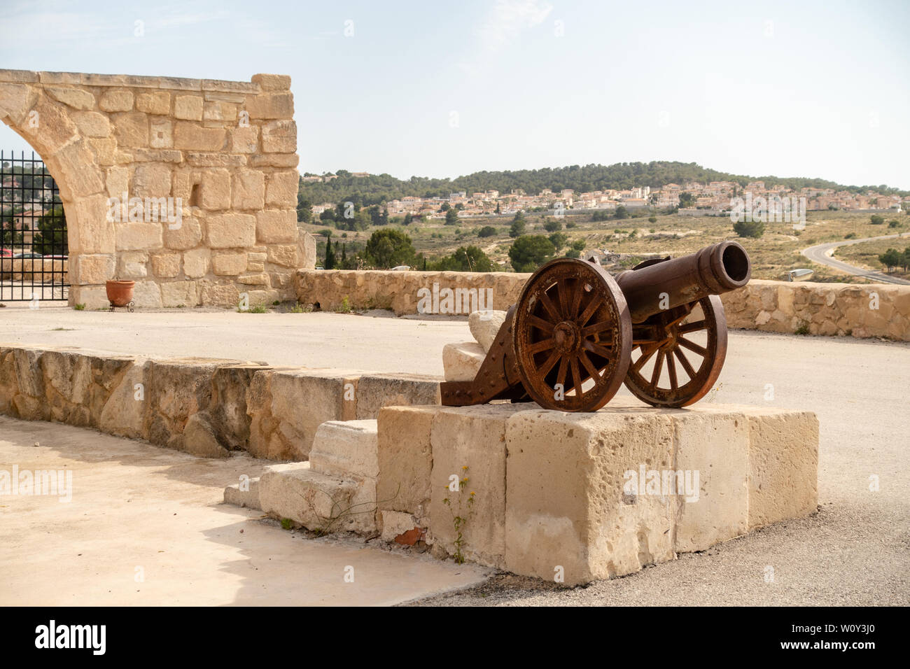 Castle in Spain with gun Stock Photo - Alamy