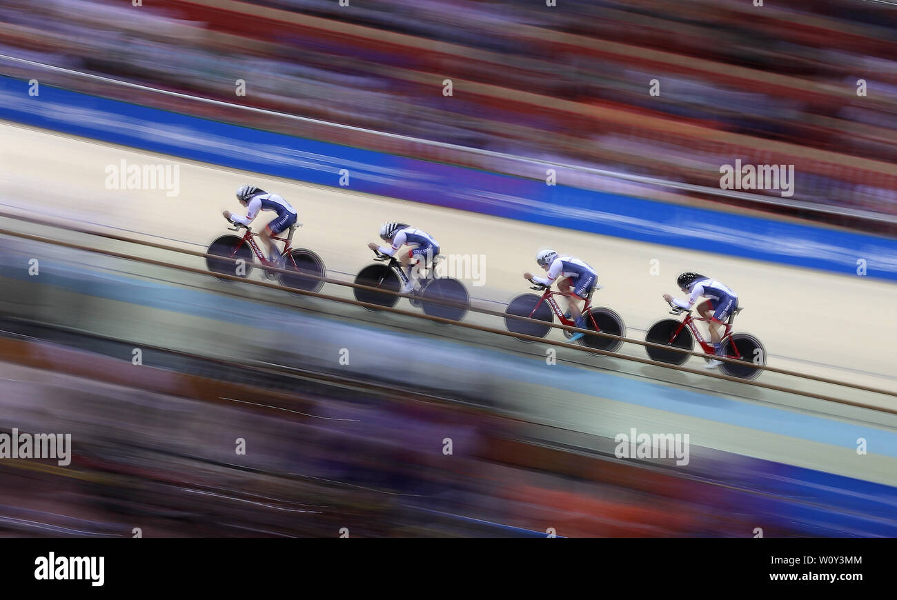 Great Britain's (left-right) Josie Knight, Megan Barker, Jenny Holl and ...
