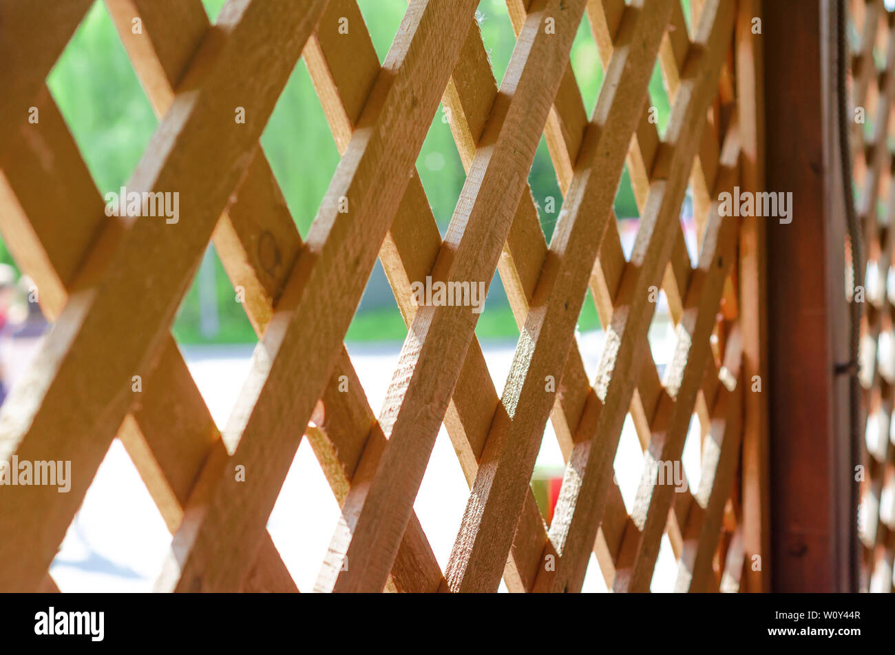 Wooden lattice wall in cafe Stock Photo - Alamy