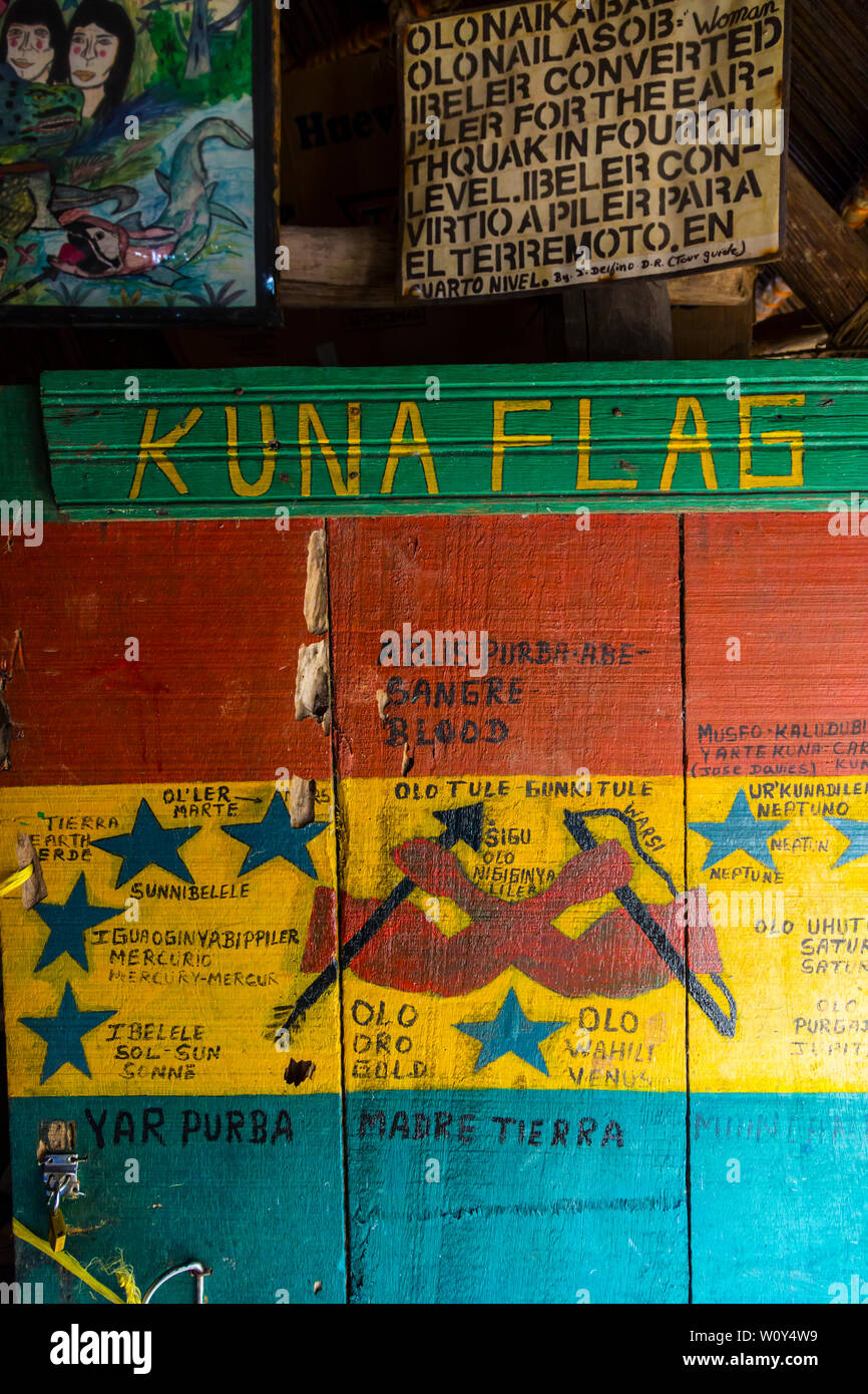Kuna flag, Kuna Museum, Carti Island, San Blas Archipelago, Kuna Yala ...