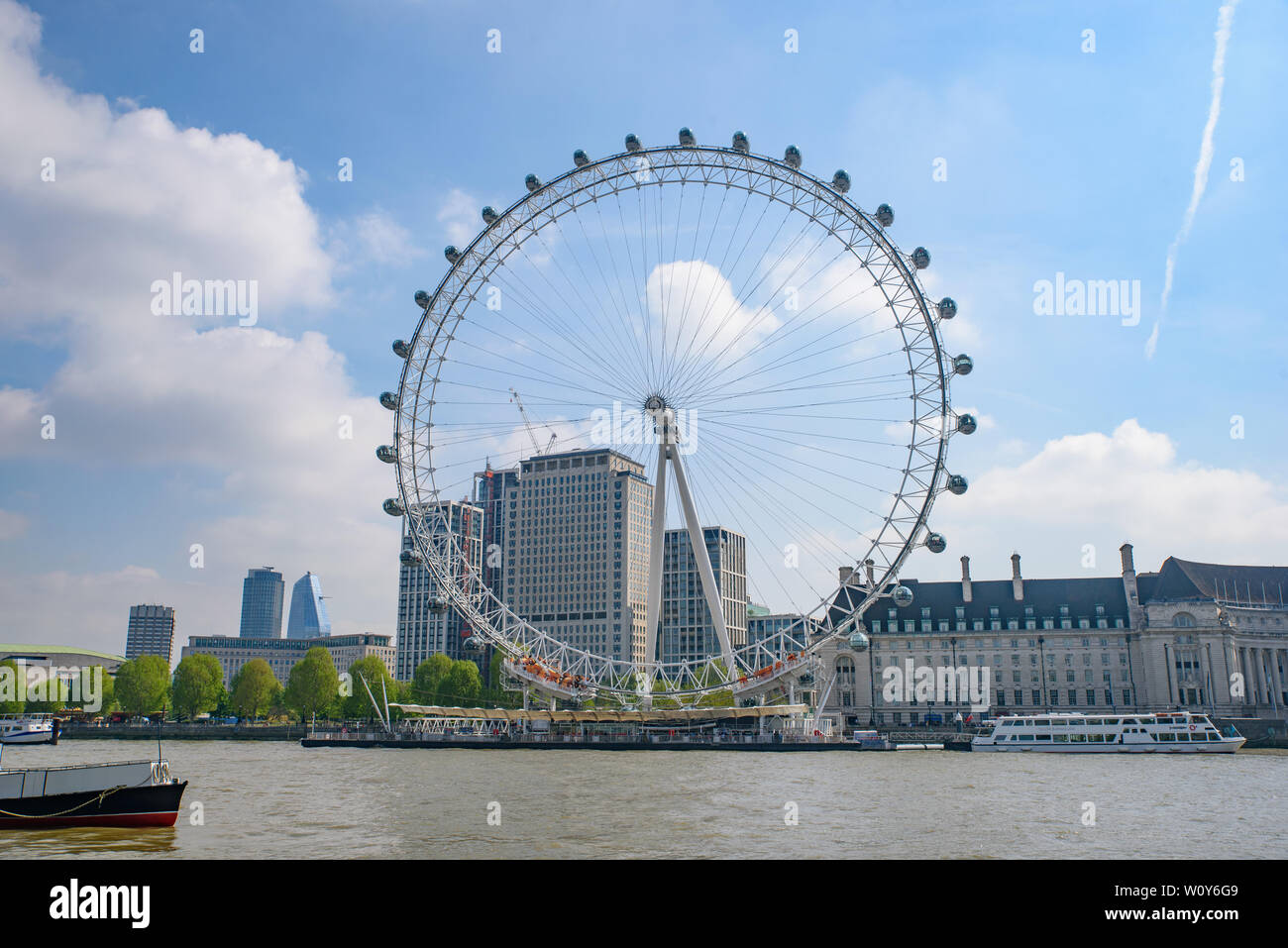 London Eye, the famous observation wheel on the South Bank of the River ...