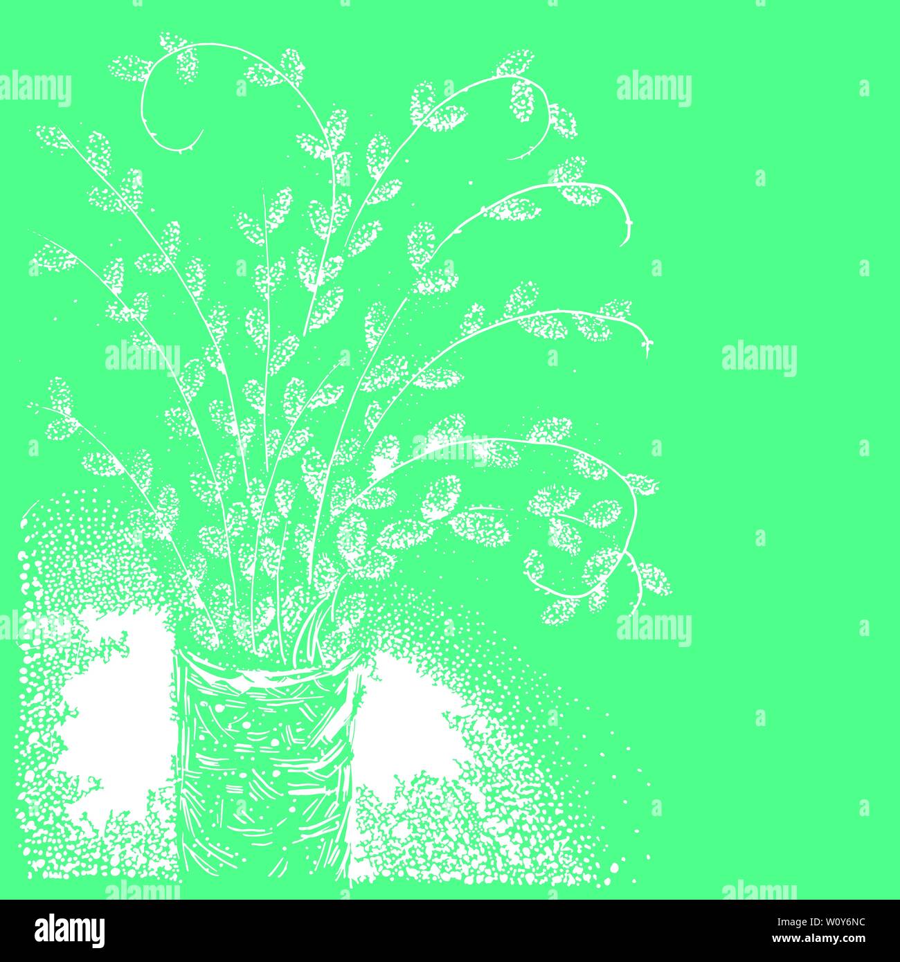 Willow branch object. willow branches in a vase. Vector easter card ...