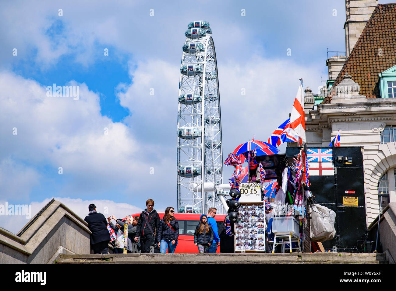 London Eye, the famous observation wheel on the South Bank of the River ...