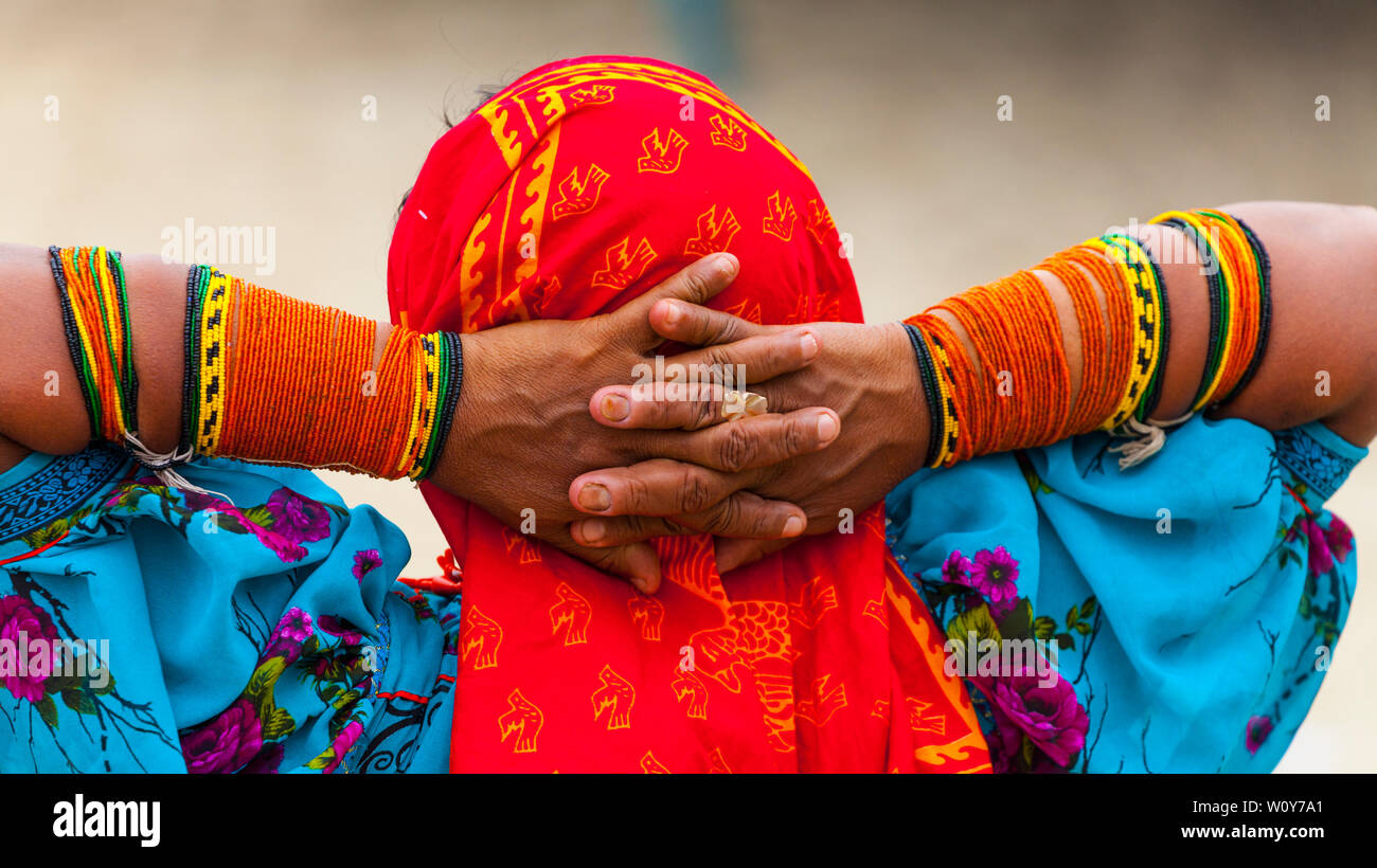 Traditional design, Kuna ethnic group village, San Blas archipelago ...