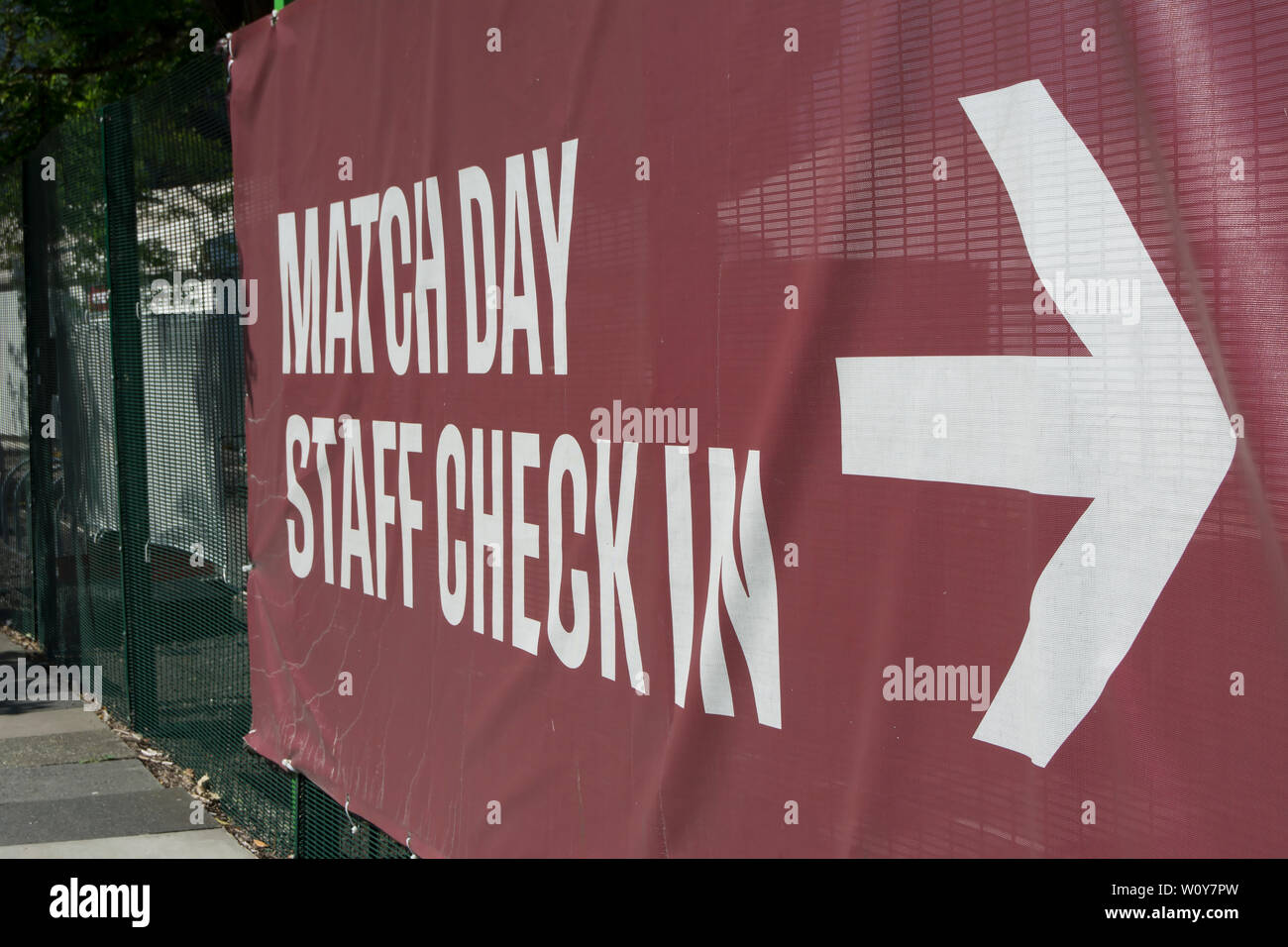match day staff check in banner outside twickenham stadium, twickenham ...