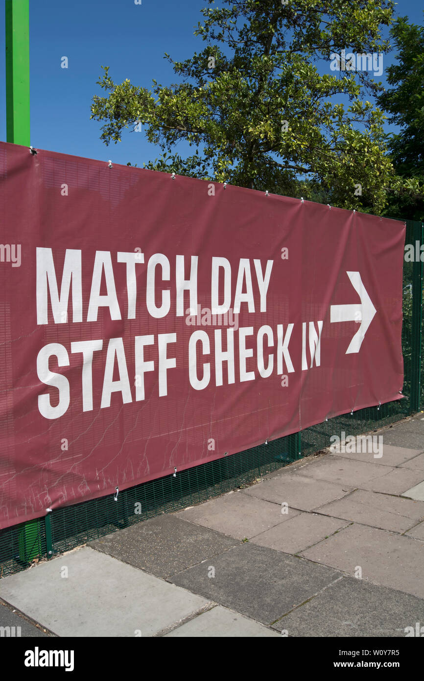 match day staff check in banner outside twickenham stadium, twickenham ...