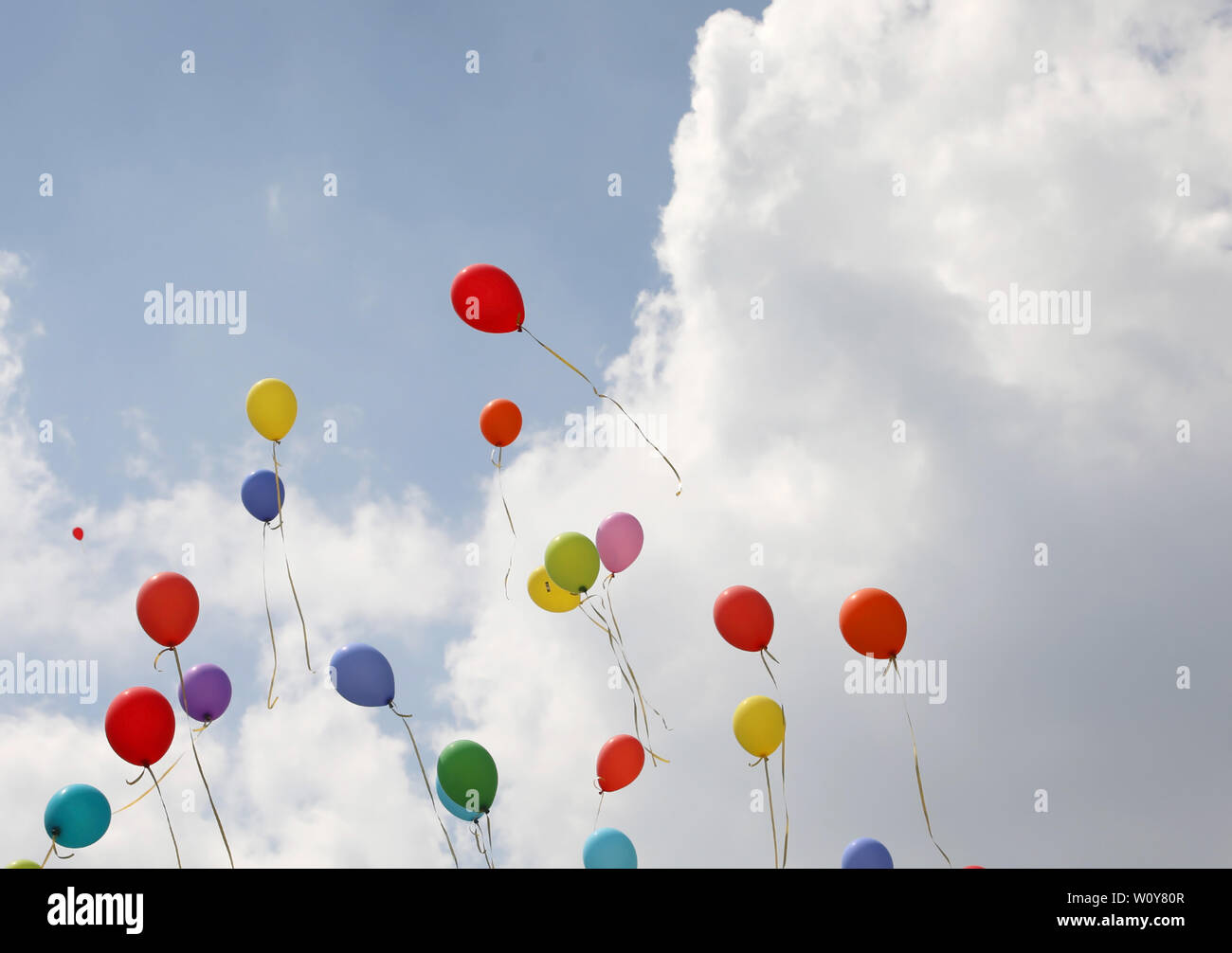 Beautiful colored balloons flying in hi-res stock photography and ...