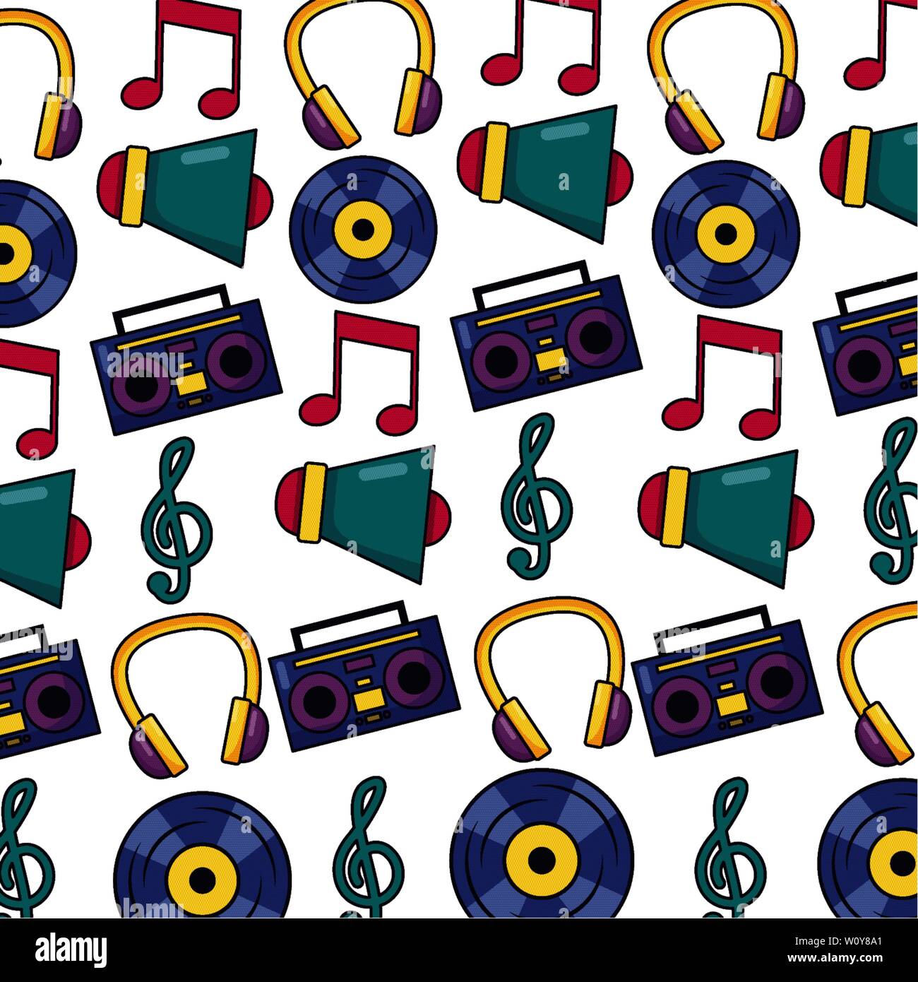 boombox stereo megaphone vinyl music festival white background Stock ...