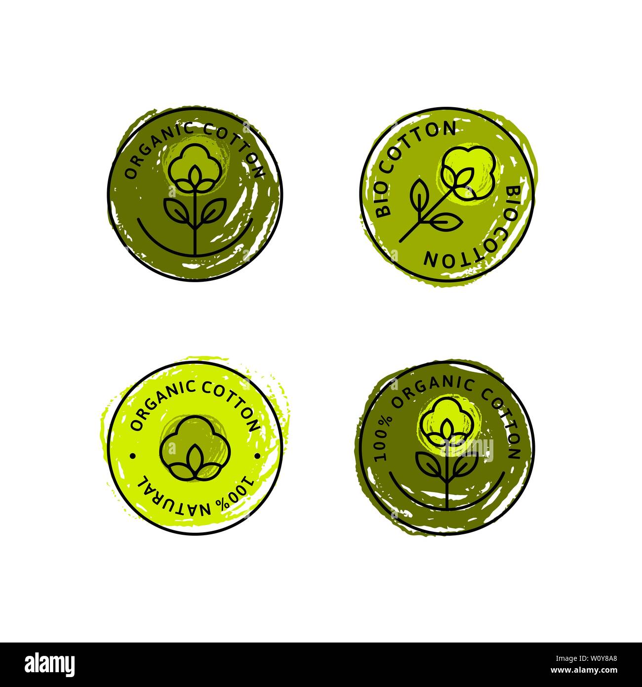 Set of Natural Organic Cotton Liner labels and badges - Vector Round ...