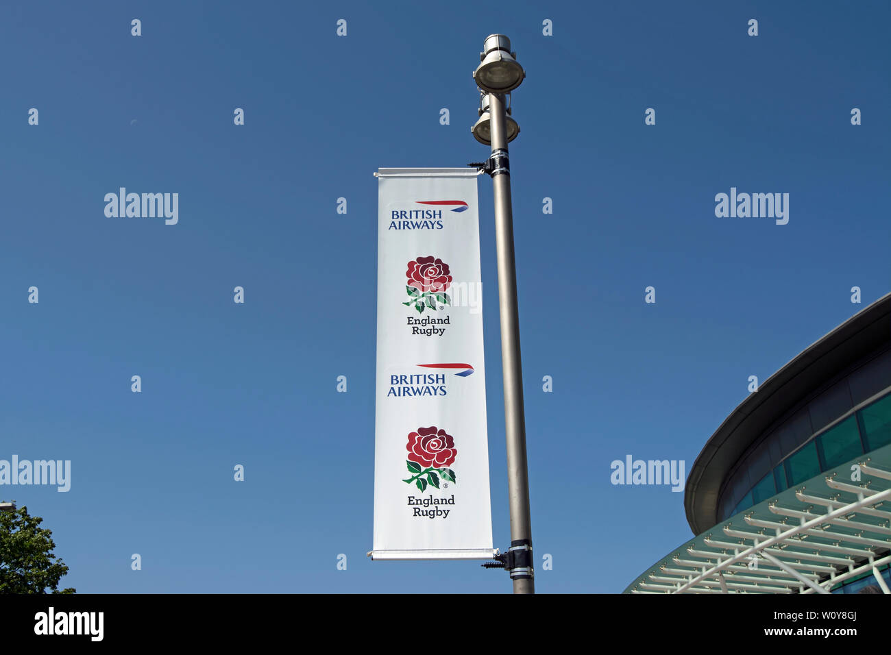 banner outside twickenham stadium marking the 2019 partnership between ...