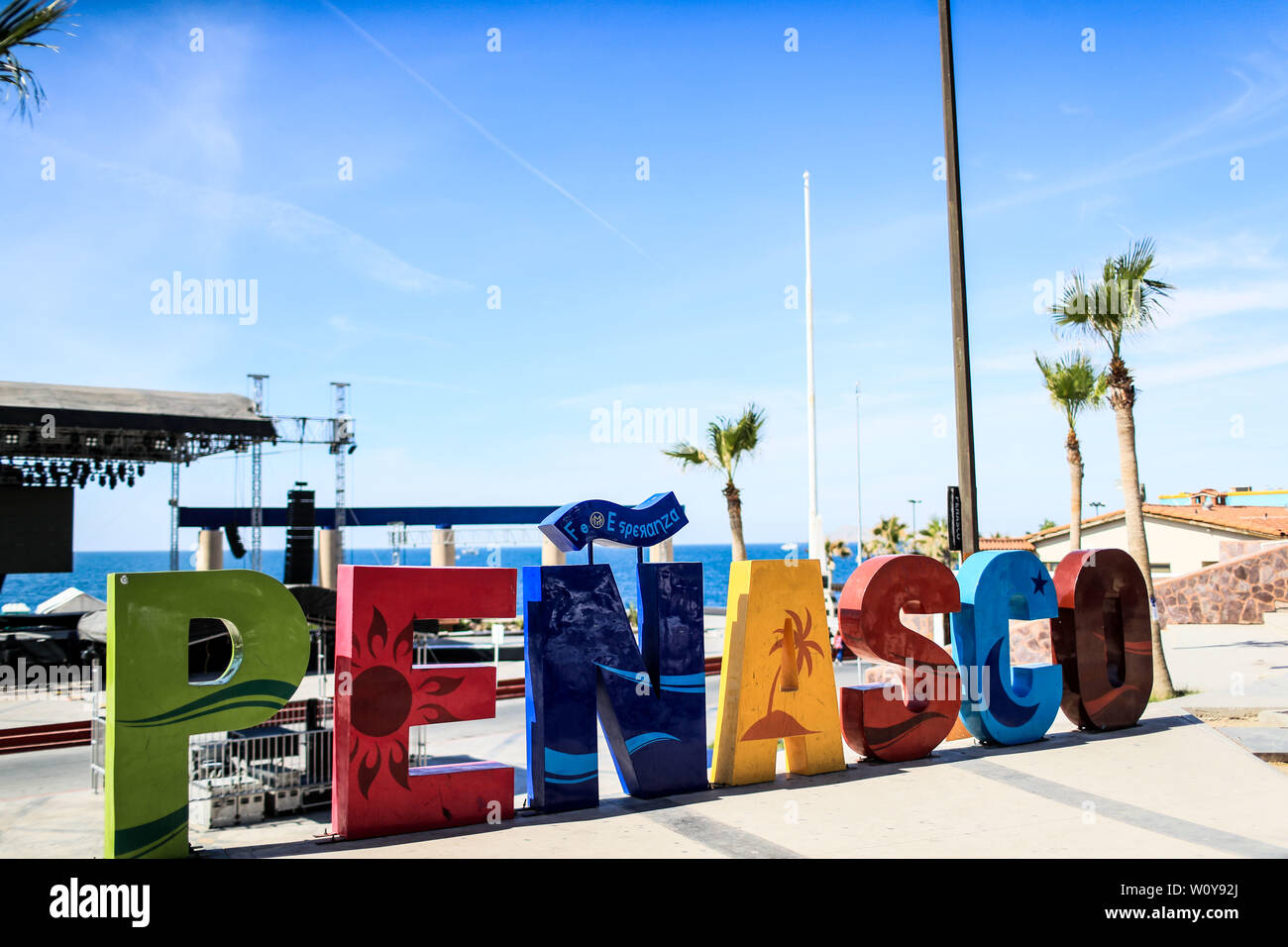 Letters of various colors with the word Penasco in the tourist ...