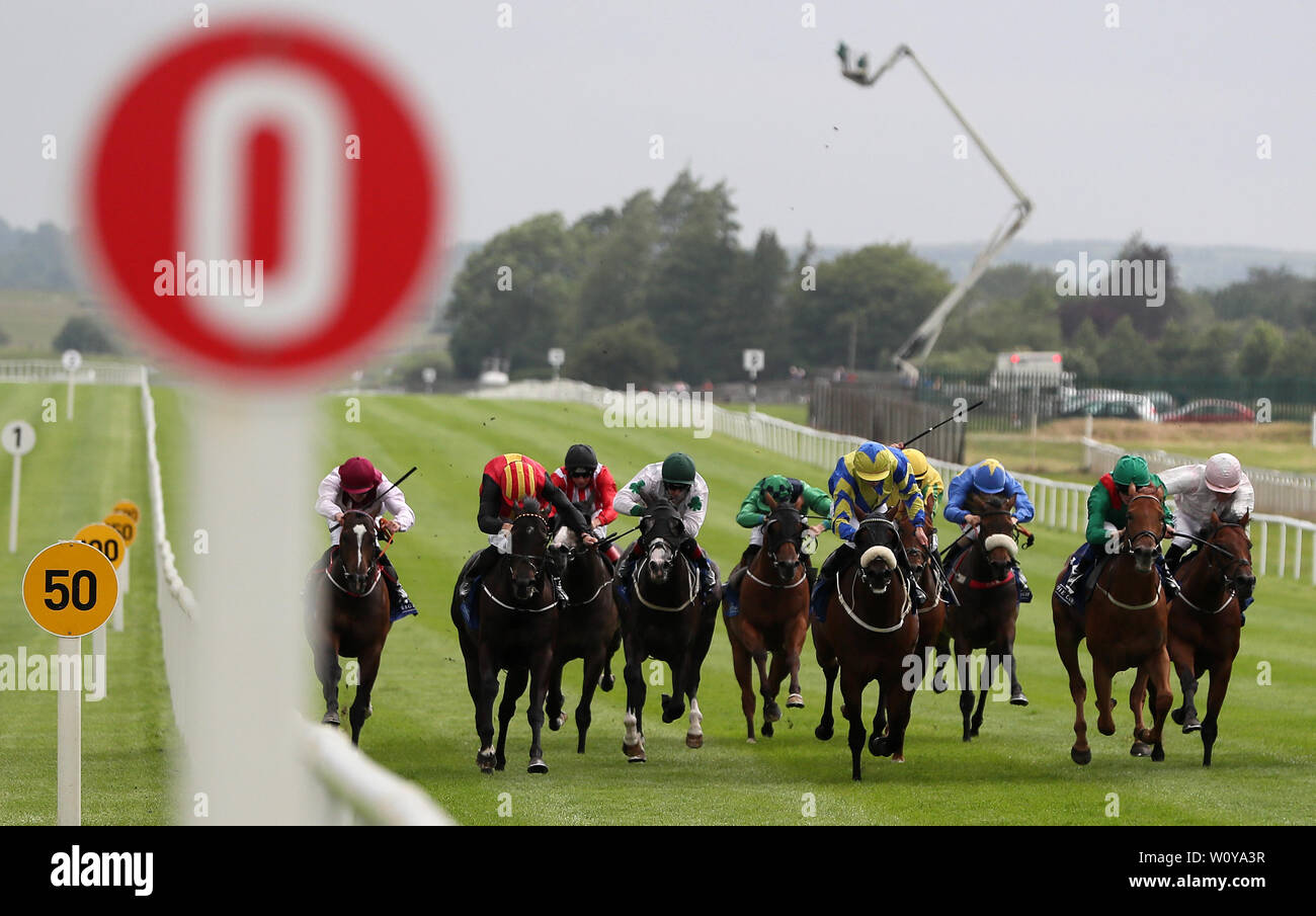 Runners and riders race for the finish during the Eleanor & Lyndsey ...