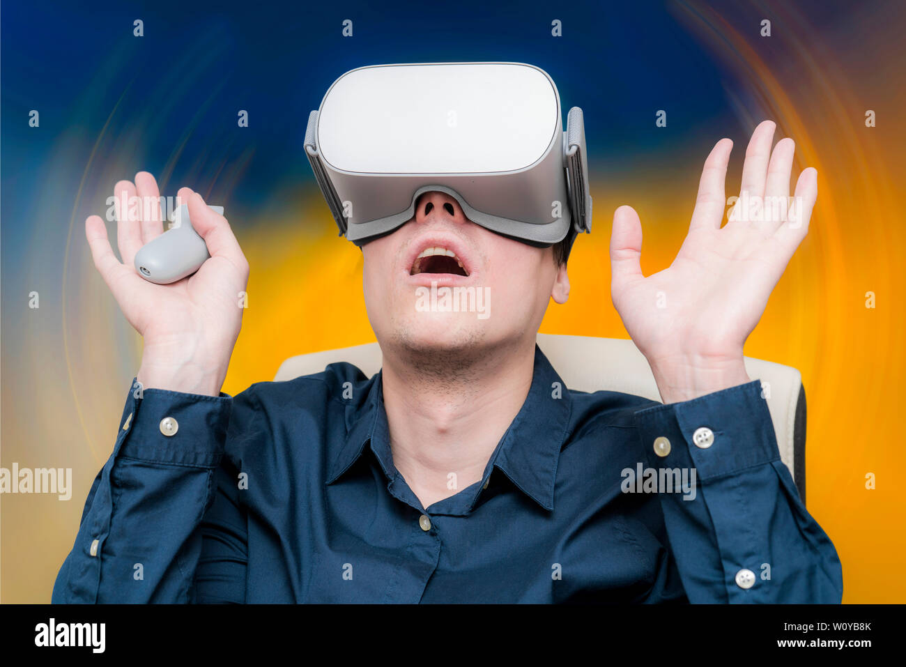 Young man of virtual reality. Innovation and technological advances ...