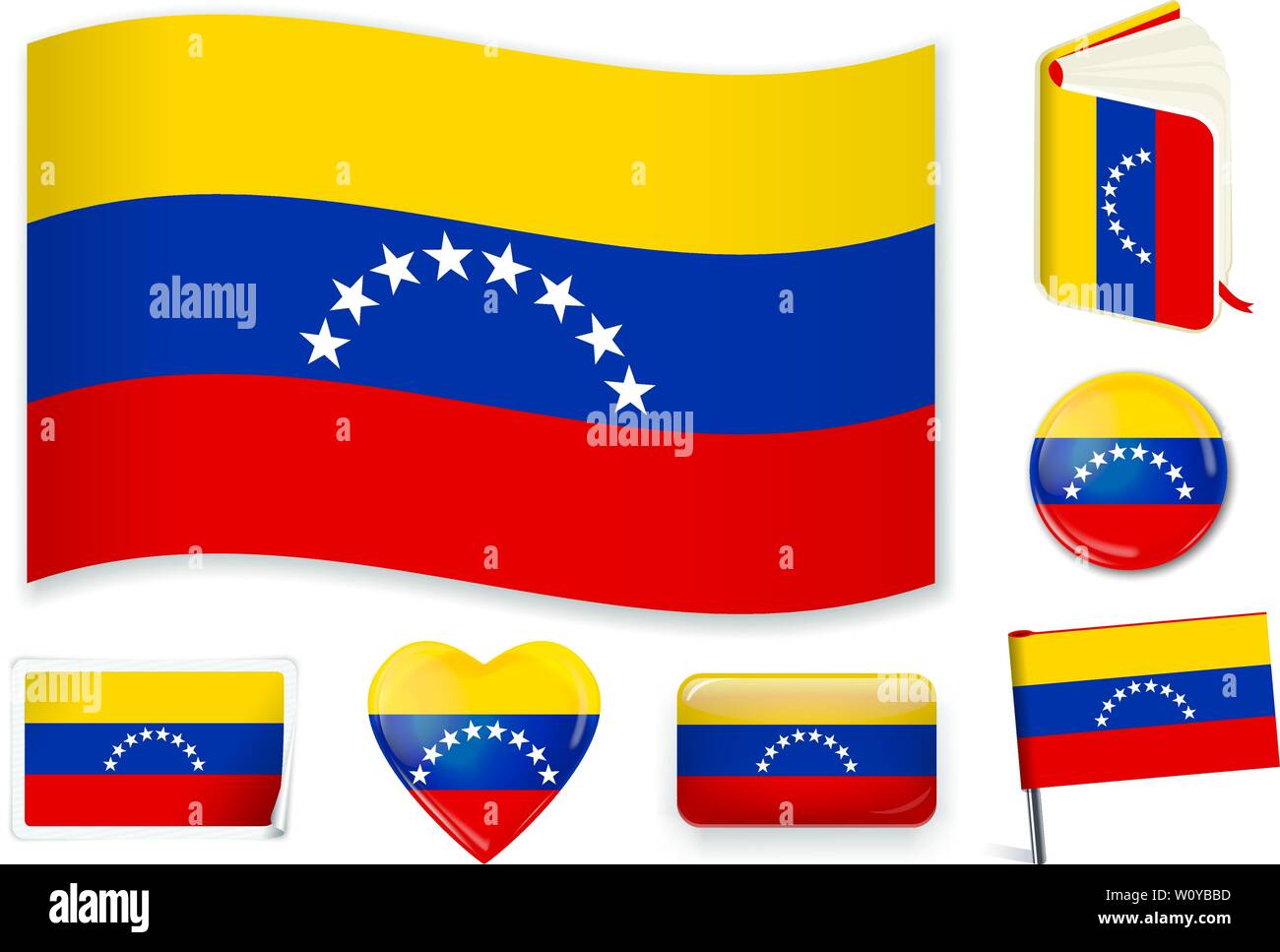 Venezuela national flag. Vector illustration. 3 layers. Shadows, flat ...