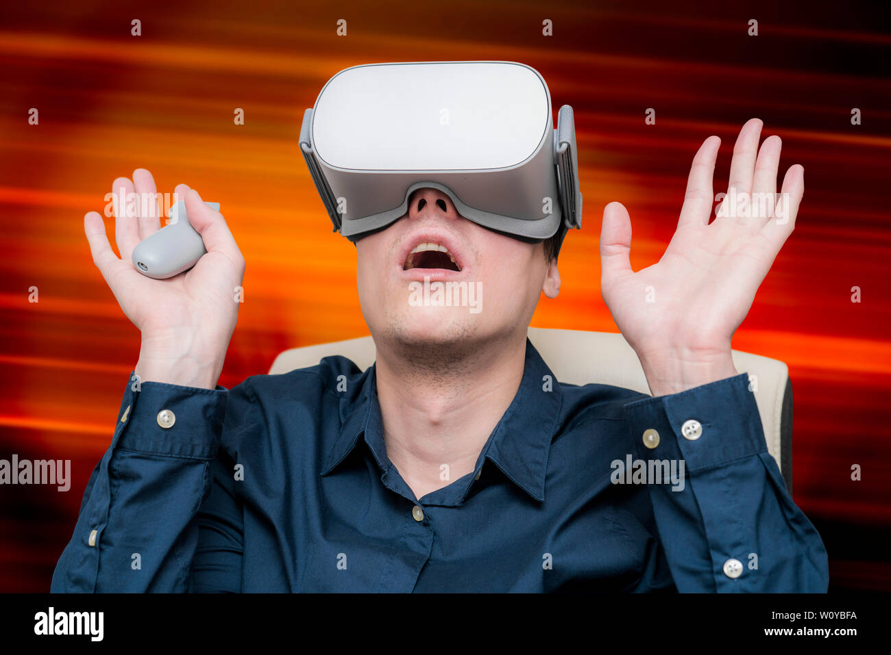 Young man of virtual reality. Innovation and technological advances ...