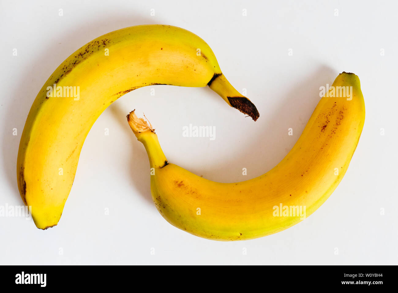 two bananas on white background Stock Photo - Alamy