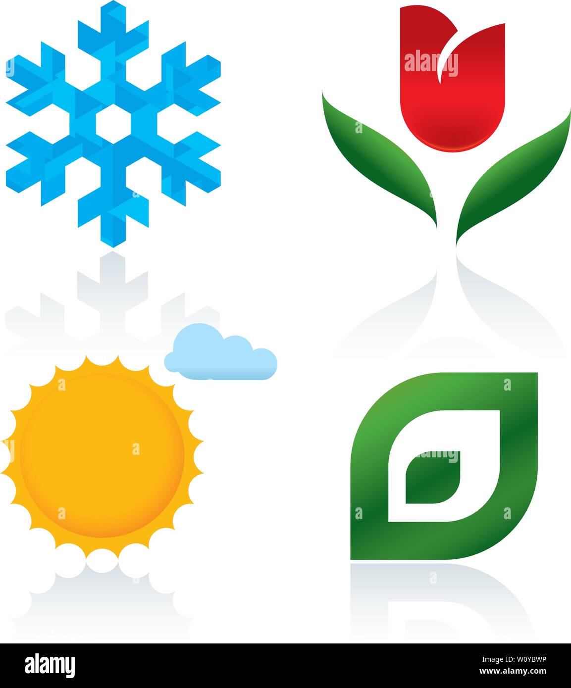 Vector illustration. Four seasons icons Winter, spring, summer autumn ...