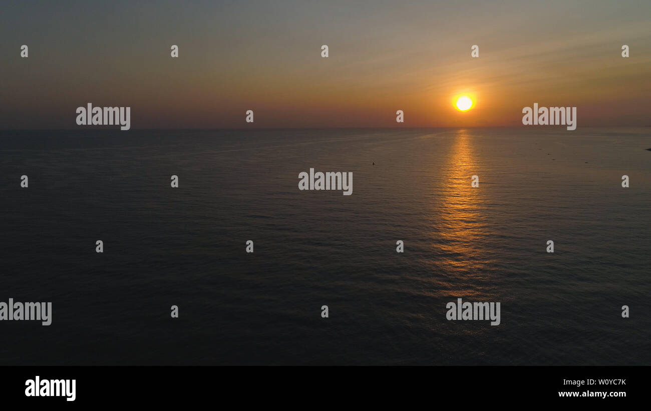 aerial view sunrise over ocean. seascape colorful sunrise over sea at ...