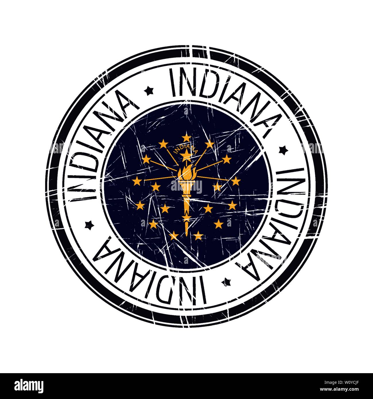 Great state of Indiana postal rubber stamp, vector object over white ...