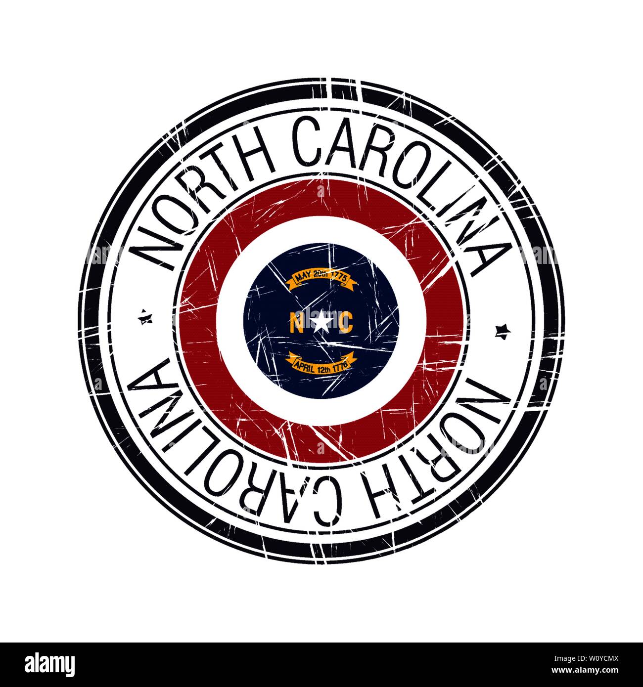 Great state of North Carolina postal rubber stamp, vector object over ...