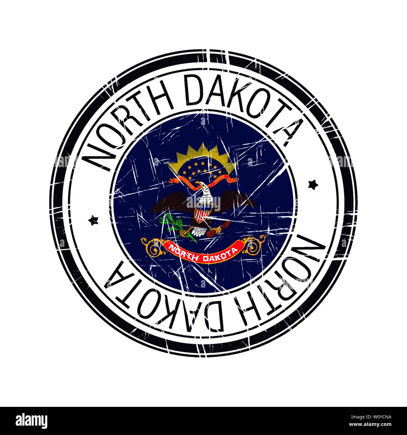 Great state of North Dakota postal rubber stamp, vector object over ...