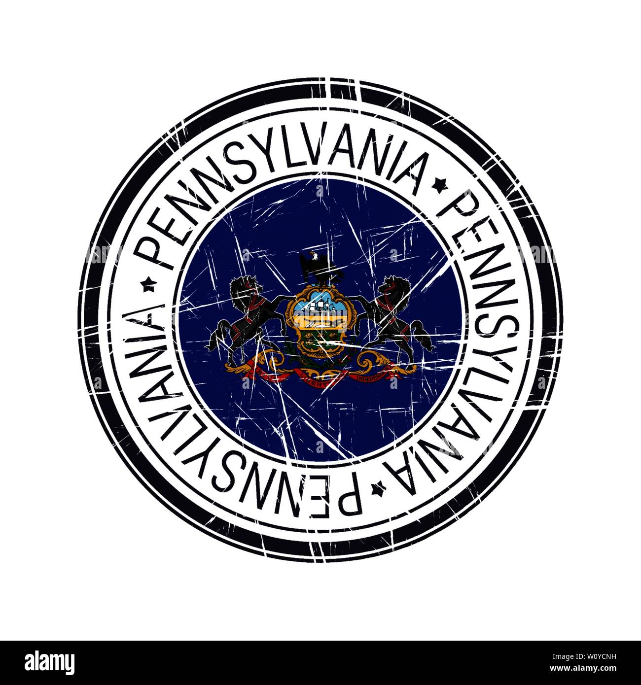 Great state of Pennsylvania postal rubber stamp, vector object over ...