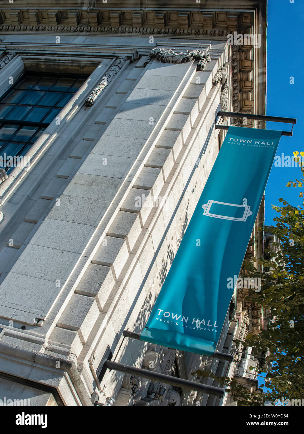 HACKNEY, LONDON; Banner Sign at the Shoreditch Town Hall Stock Photo ...