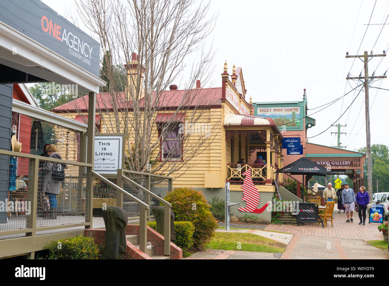 Kangaroo Valley, NSW, Australia-June 8, 2019: People enjoying the long ...