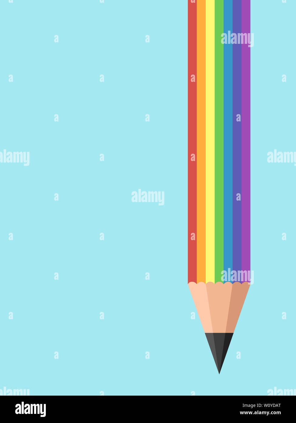 Illustration of a Pencil Pointing Down with Rainbow Colored Skin Stock ...
