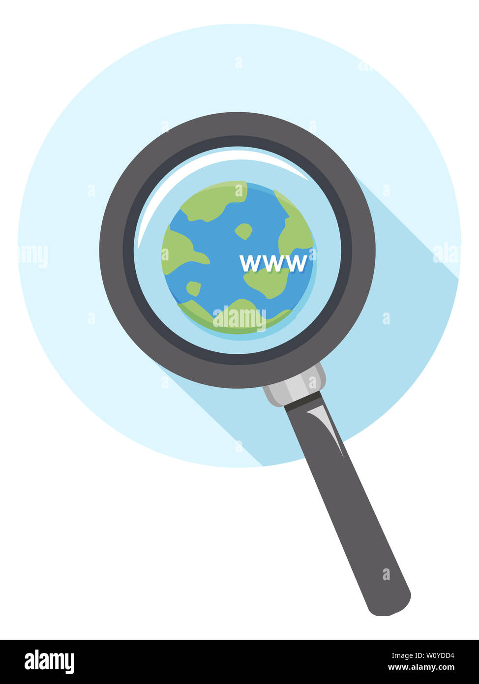 Illustration of a Magnifying Glass Over a Globe with WWW Search Stock ...
