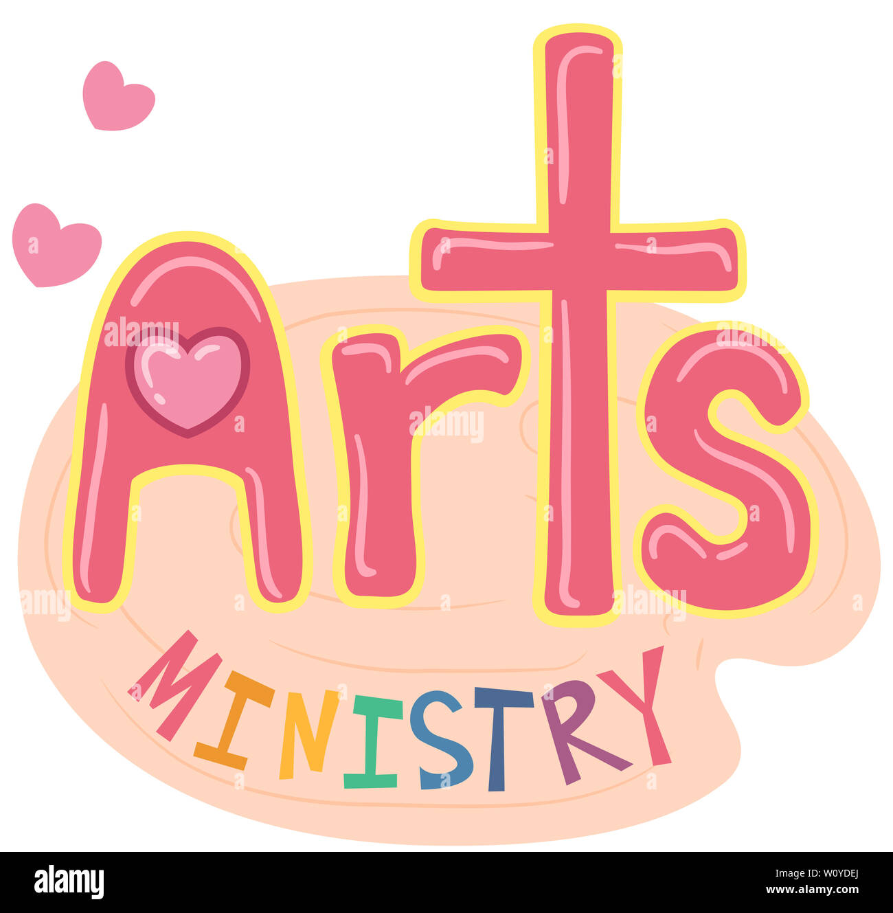 Illustration of an Arts Ministry Lettering with Hearts and Artist ...