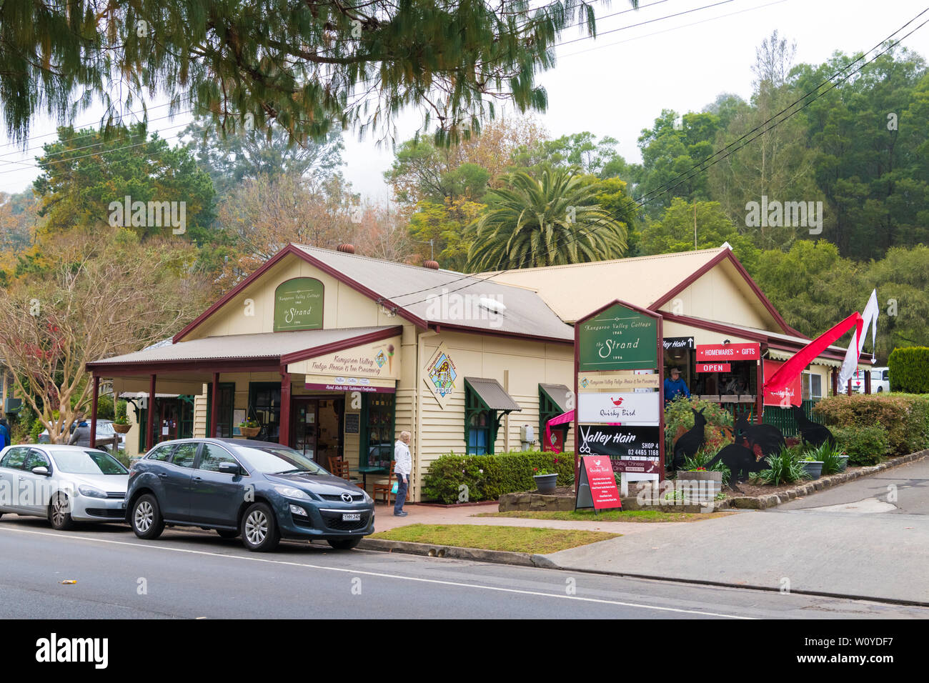 Kangaroo Valley, NSW, Australia-June 8, 2019: People enjoying the long ...