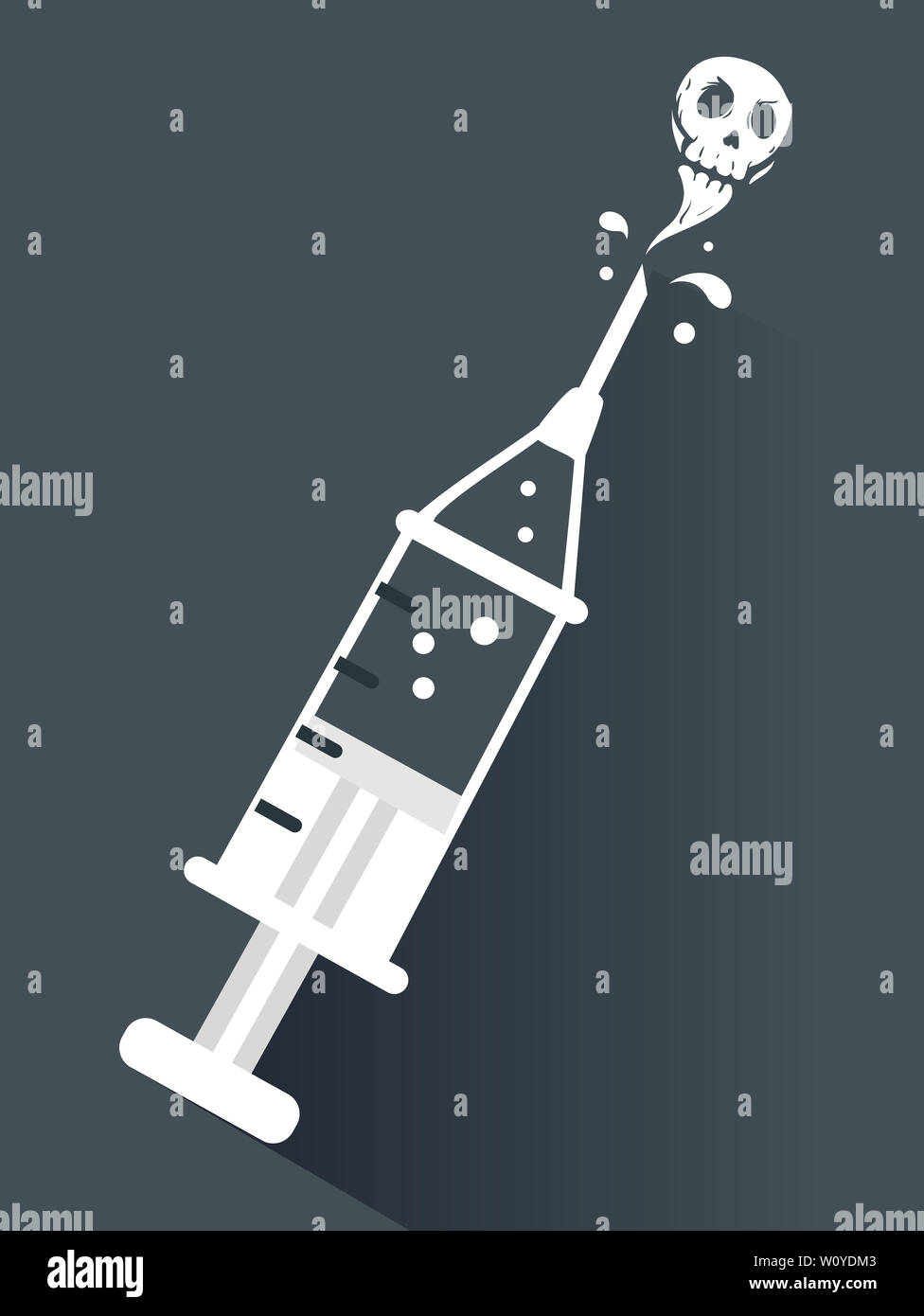 Illustration of a Syringe with Liquid In It And a Skull Shaped Drug ...