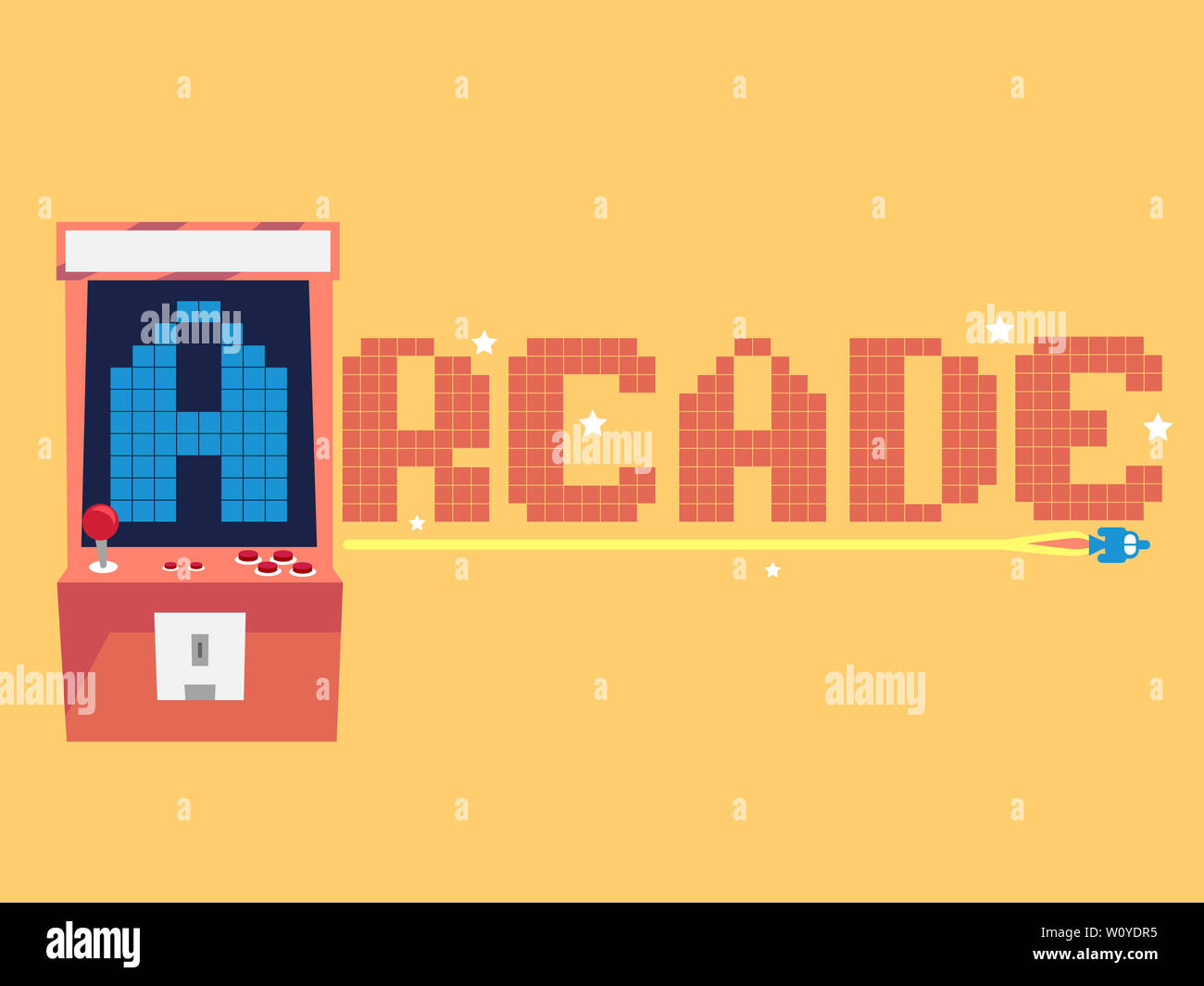 Illustration of an Arcade Game Machine with Arcade Lettering in Pixels ...