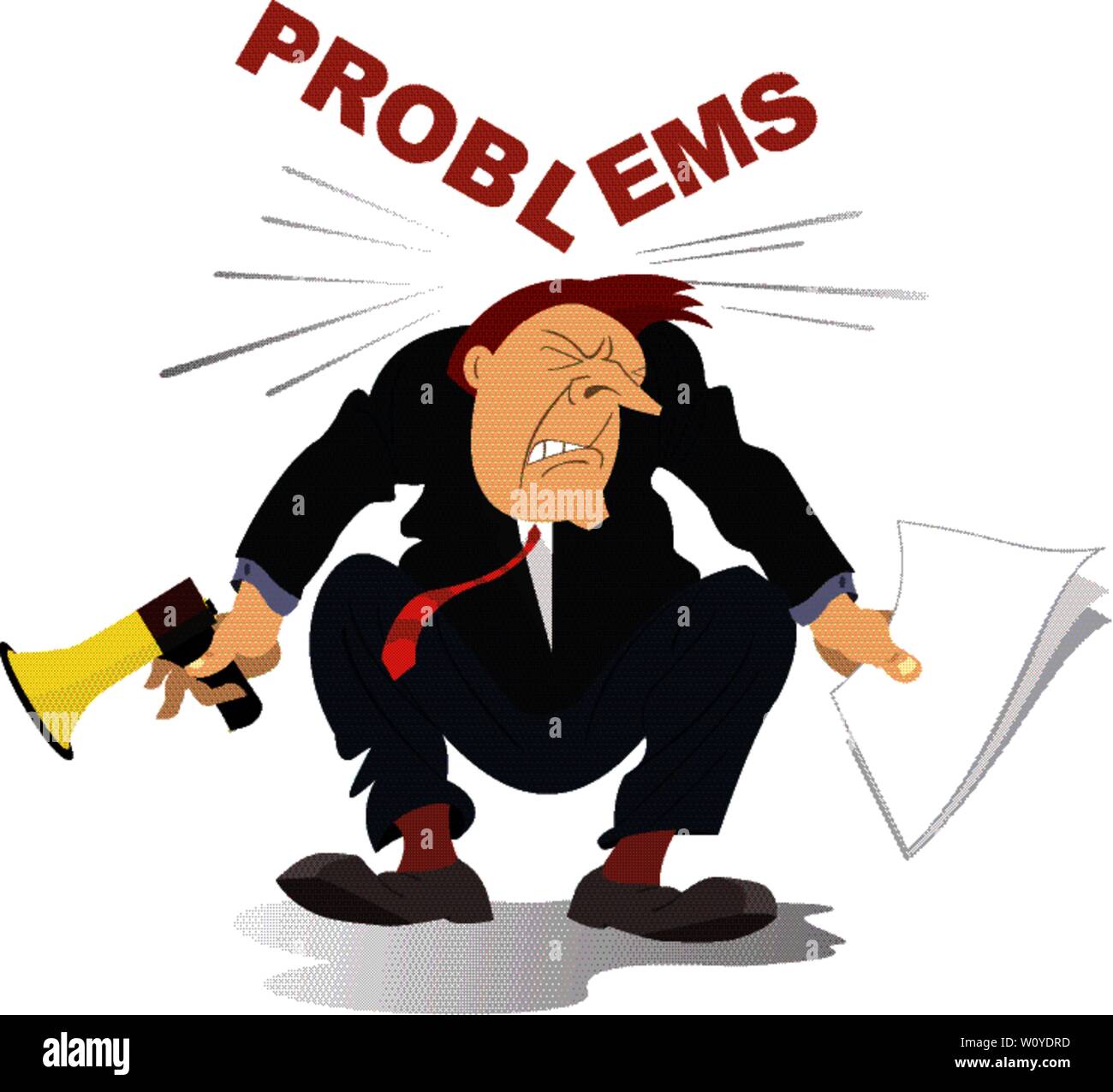 Business problems concept illustration.Inscription “Problems” falls ...