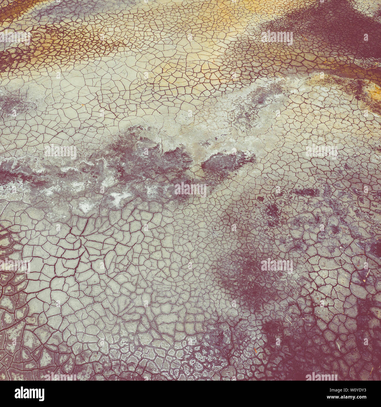 Aerial view of surrealistic industrial place. Dry surface. Desertic ...