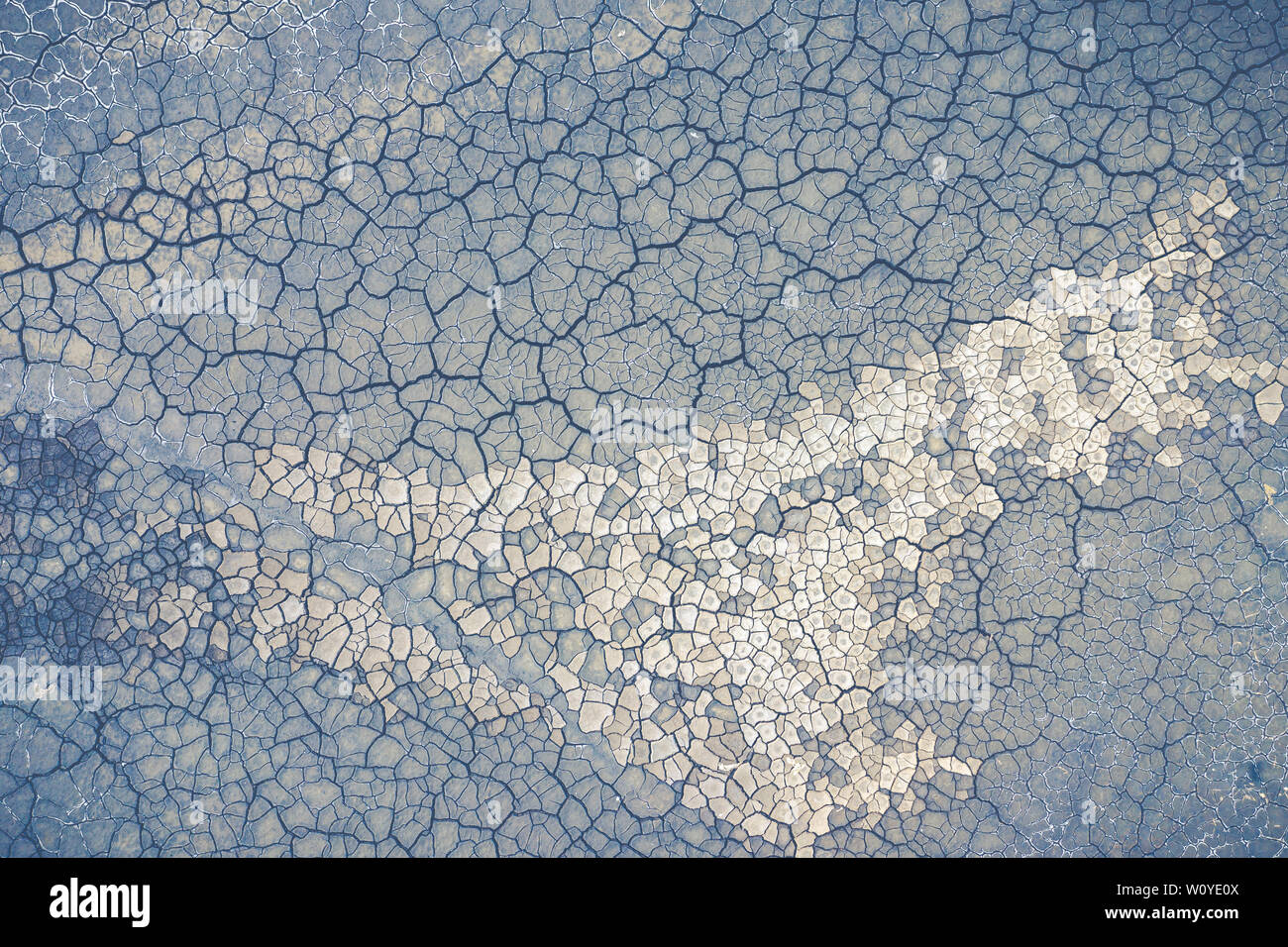 Aerial view of surrealistic industrial place. Dry surface. Desertic ...
