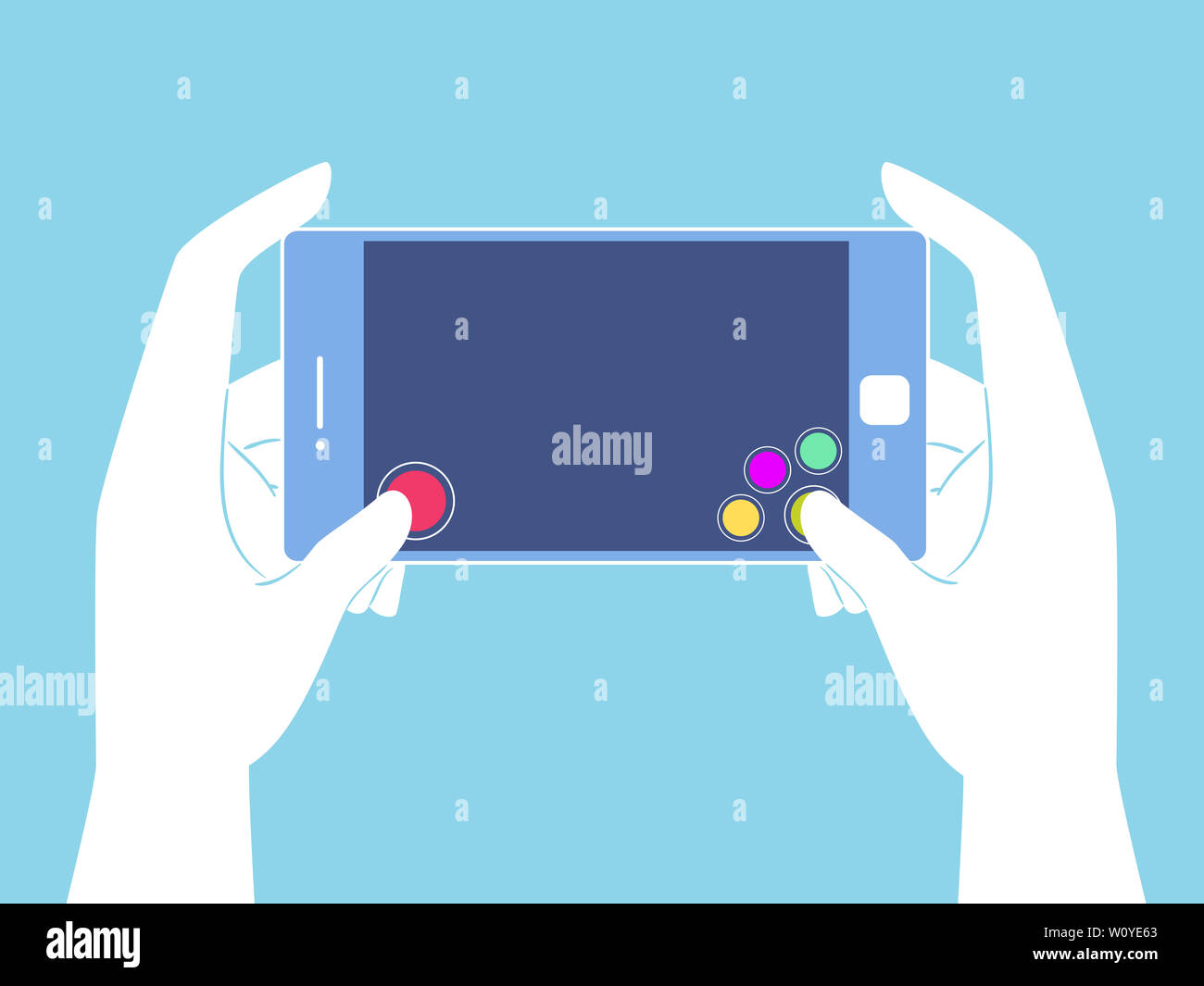 Illustration of Hands Holding Mobile Phone Playing Arcade Video Game ...