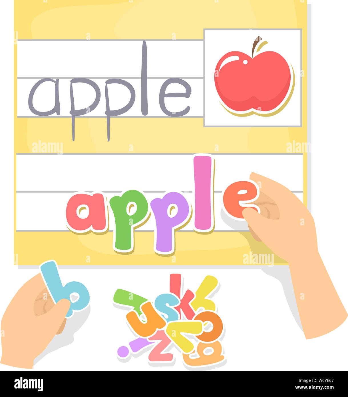 Illustration of Kids Hands Holding Movable Letters in Preschool ...