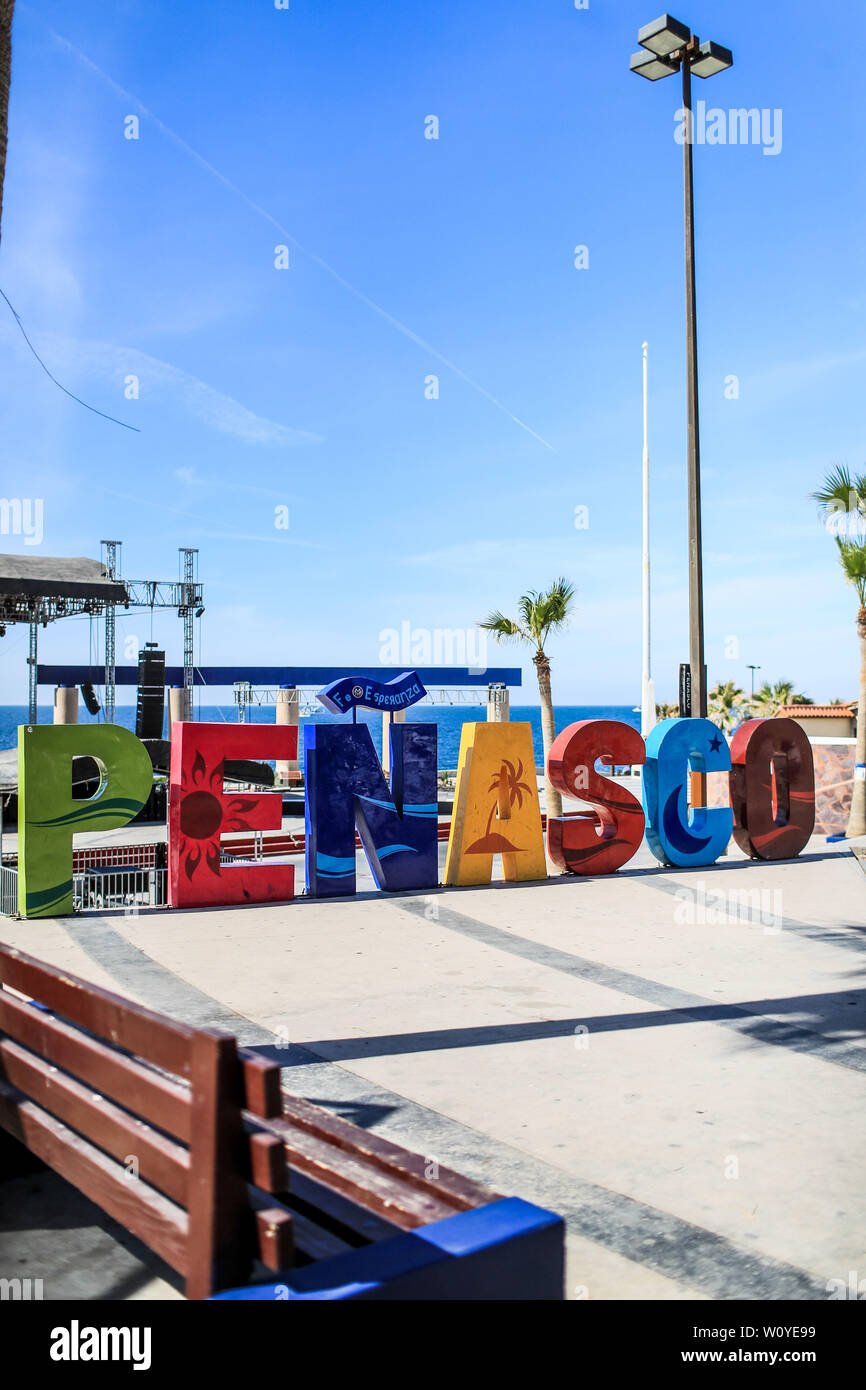 Letters of various colors with the word Penasco in the tourist ...