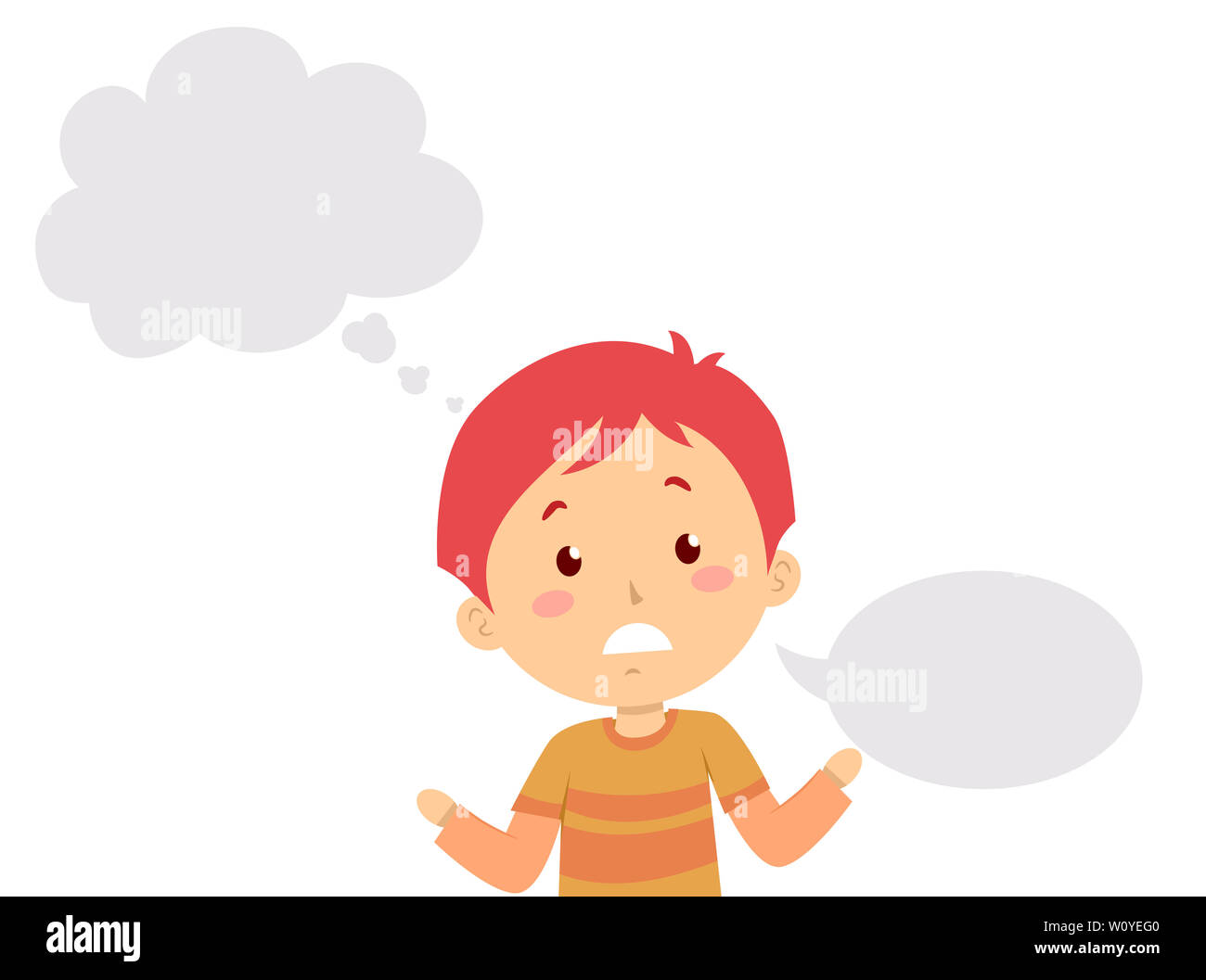 Illustration of a Stuttering Kid Boy with a Blank Thinking Cloud and ...