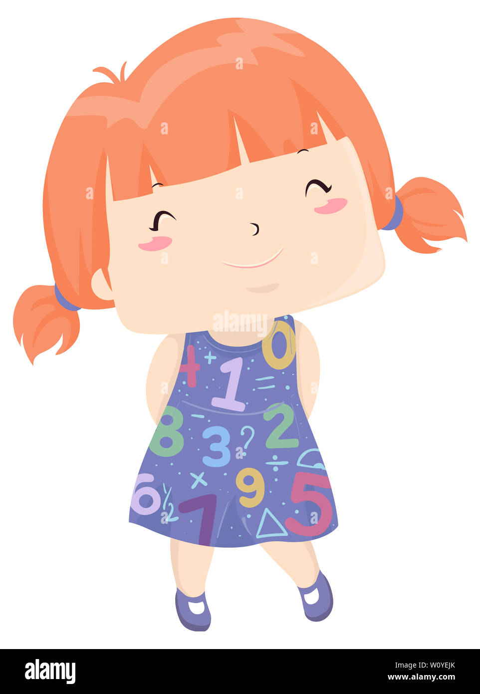 Illustration of a Kid Girl Wearing a Dress with Math Numbers and ...