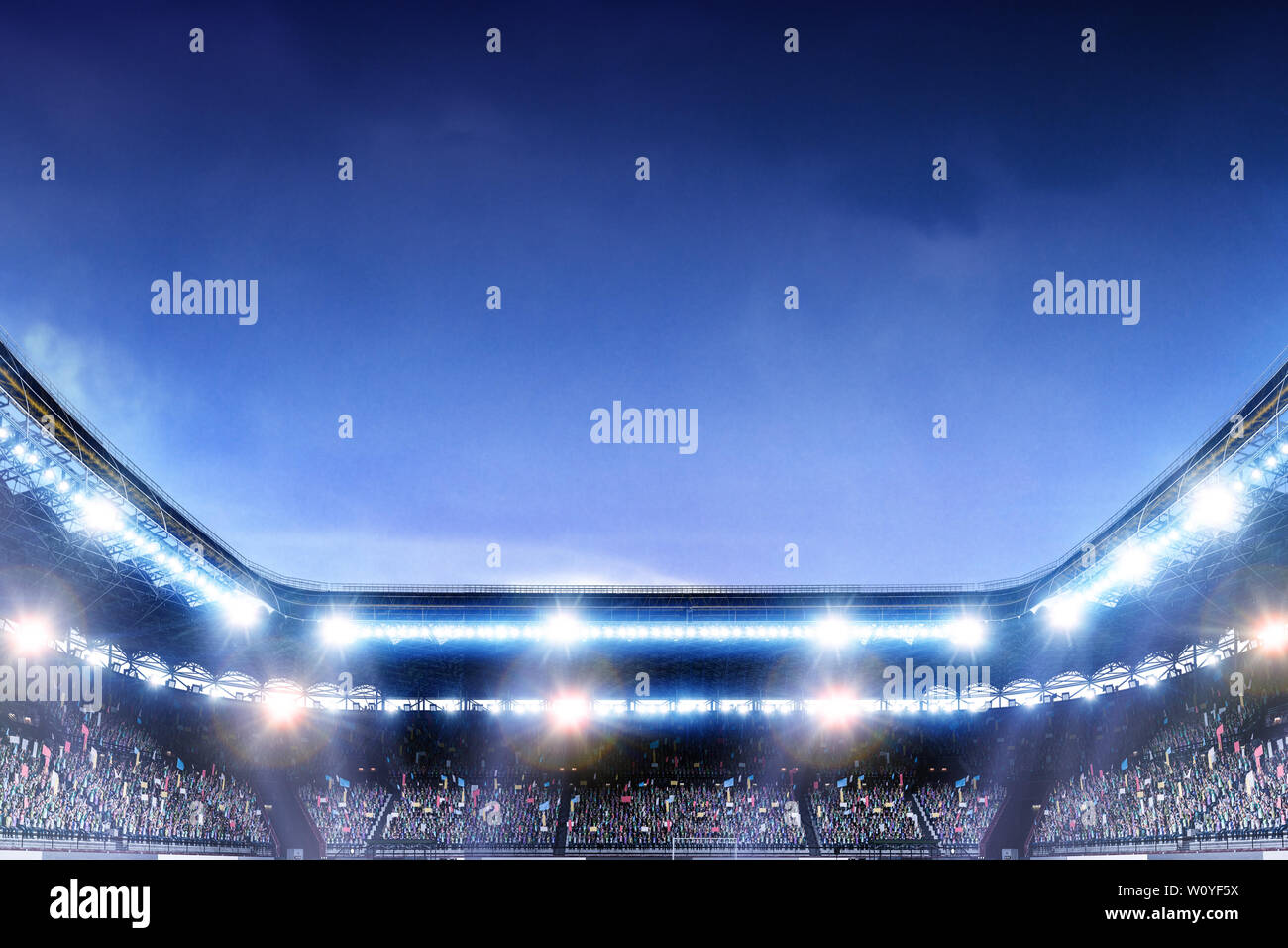 Full night soccer arena in lights and flashes Stock Photo - Alamy