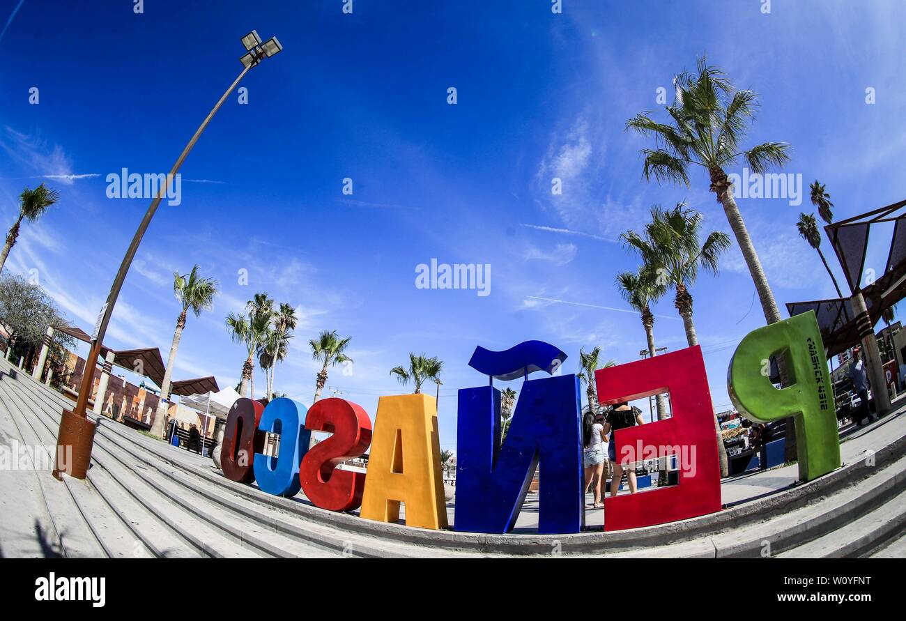 Letters of various colors with the word Penasco in the tourist ...