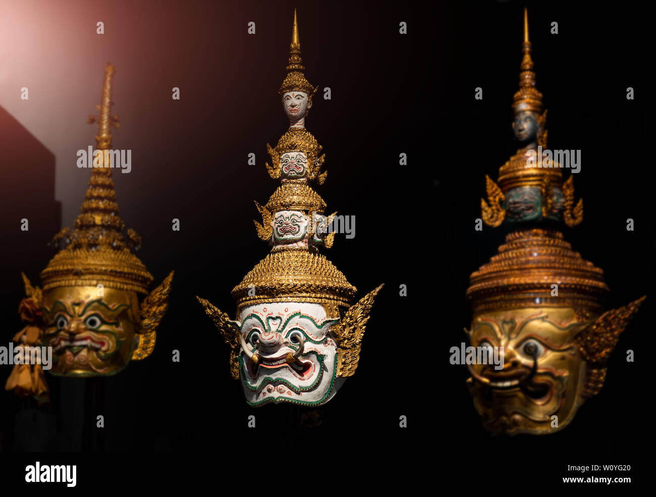 Thai handicraft mask head character from ramayana epic for thai khon ...