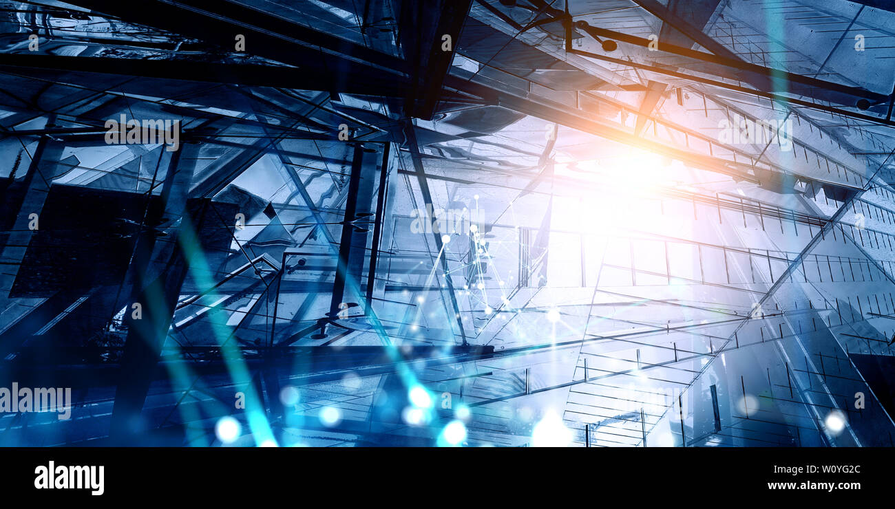 City buildings with network diagram Stock Photo - Alamy