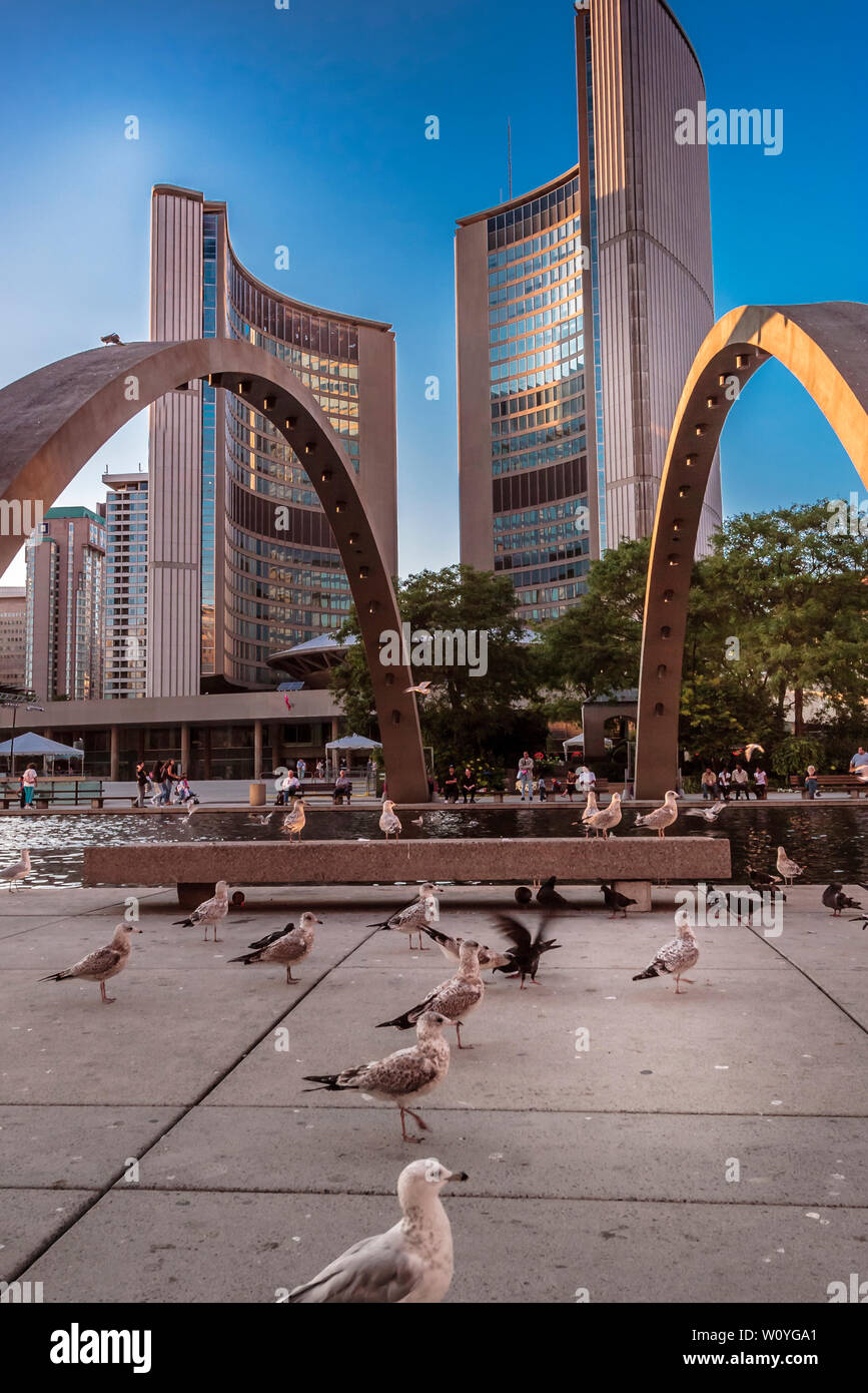 Toronto, Canada - Vertical shot of City Hall of Toronto and friendly ...