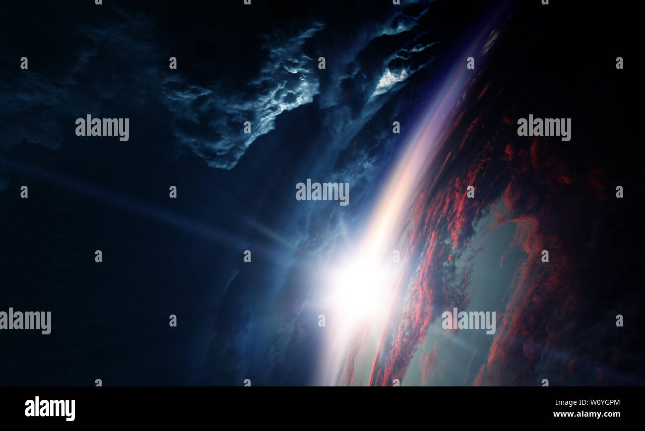 Planet orbit with deep space view Stock Photo - Alamy