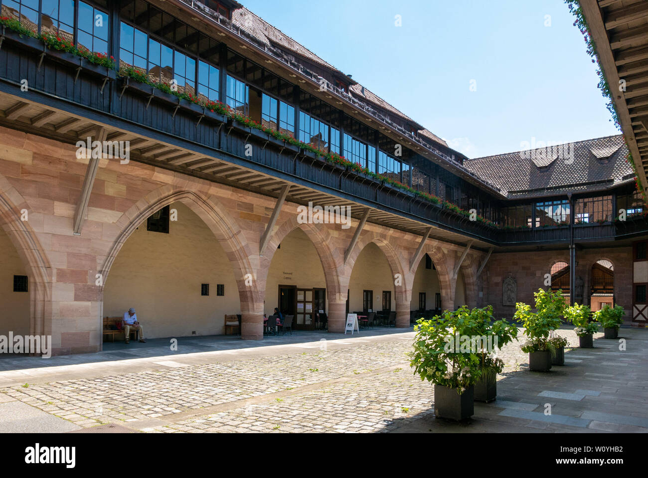NUREMBERG, GERMANY - JUNE 13, 2019: Interior courtyard of the old Holy ...
