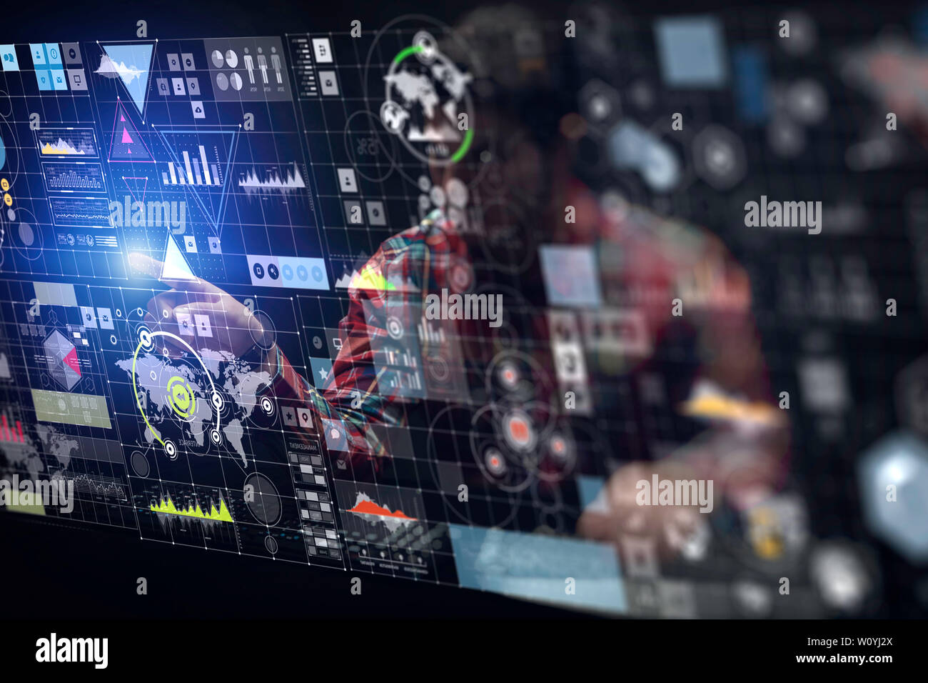 Digital screen with hacker background Stock Photo - Alamy